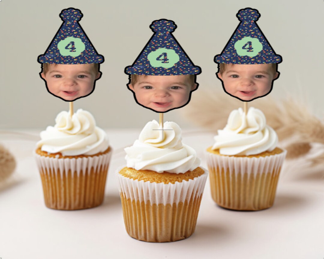 Personalized Face Cake Topper/ Face Cupcake Topper / Number Cake Topper ...