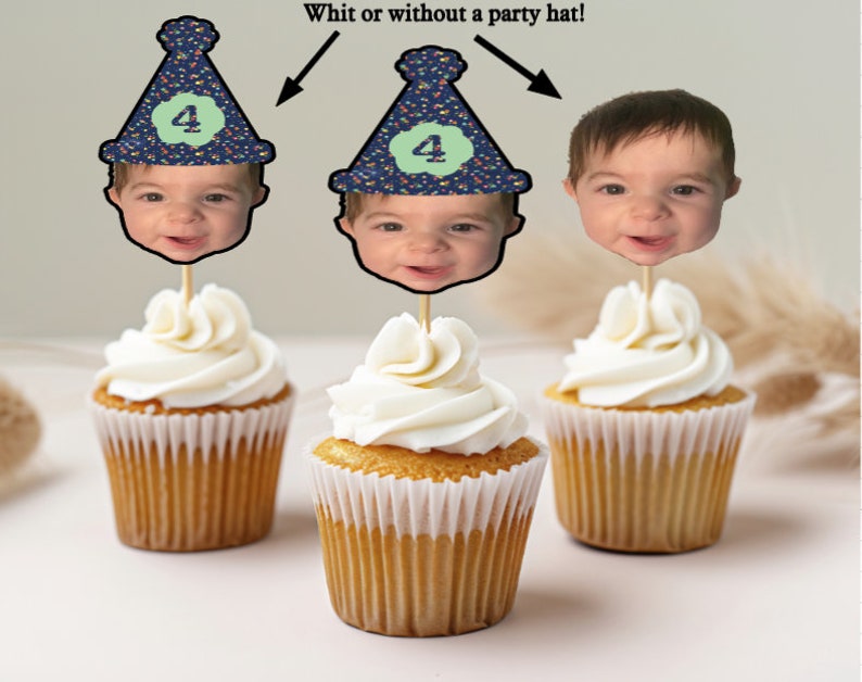 Personalized Face Cake Topper/ Face Cupcake Topper / Number Cake Topper ...
