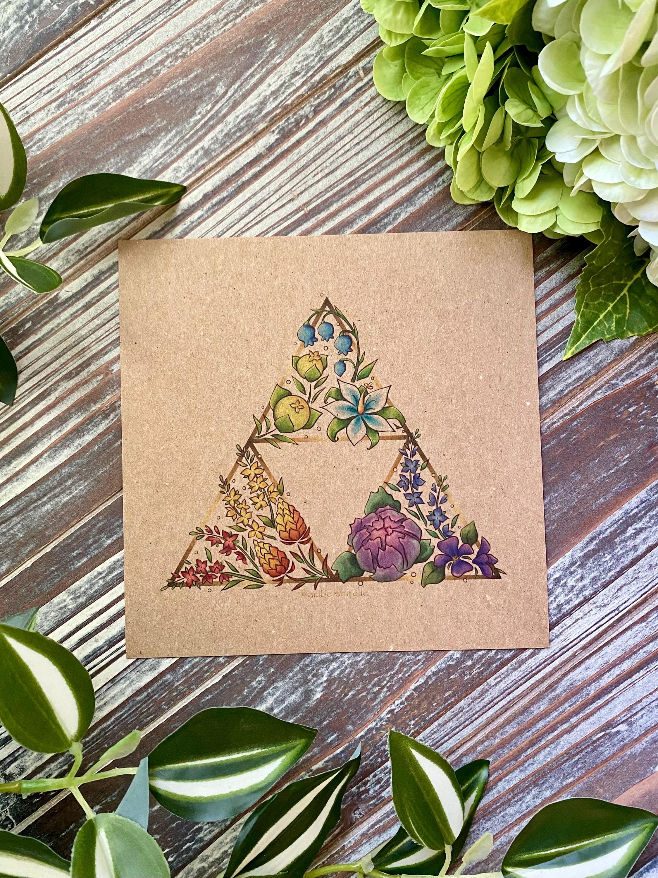 Floral Triforce ~ Botw Print - Etsy