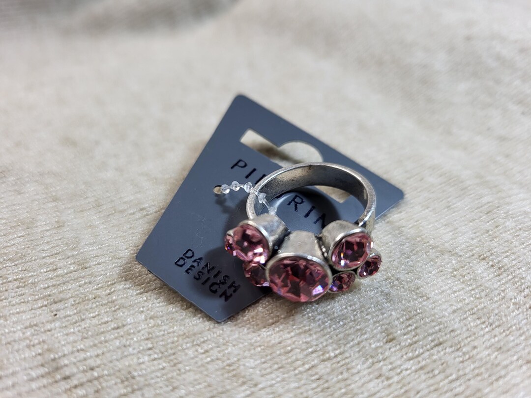 Pilgrim Adjustable Pink Crystal Ring Vintage Scandinavian Jewelry - Etsy