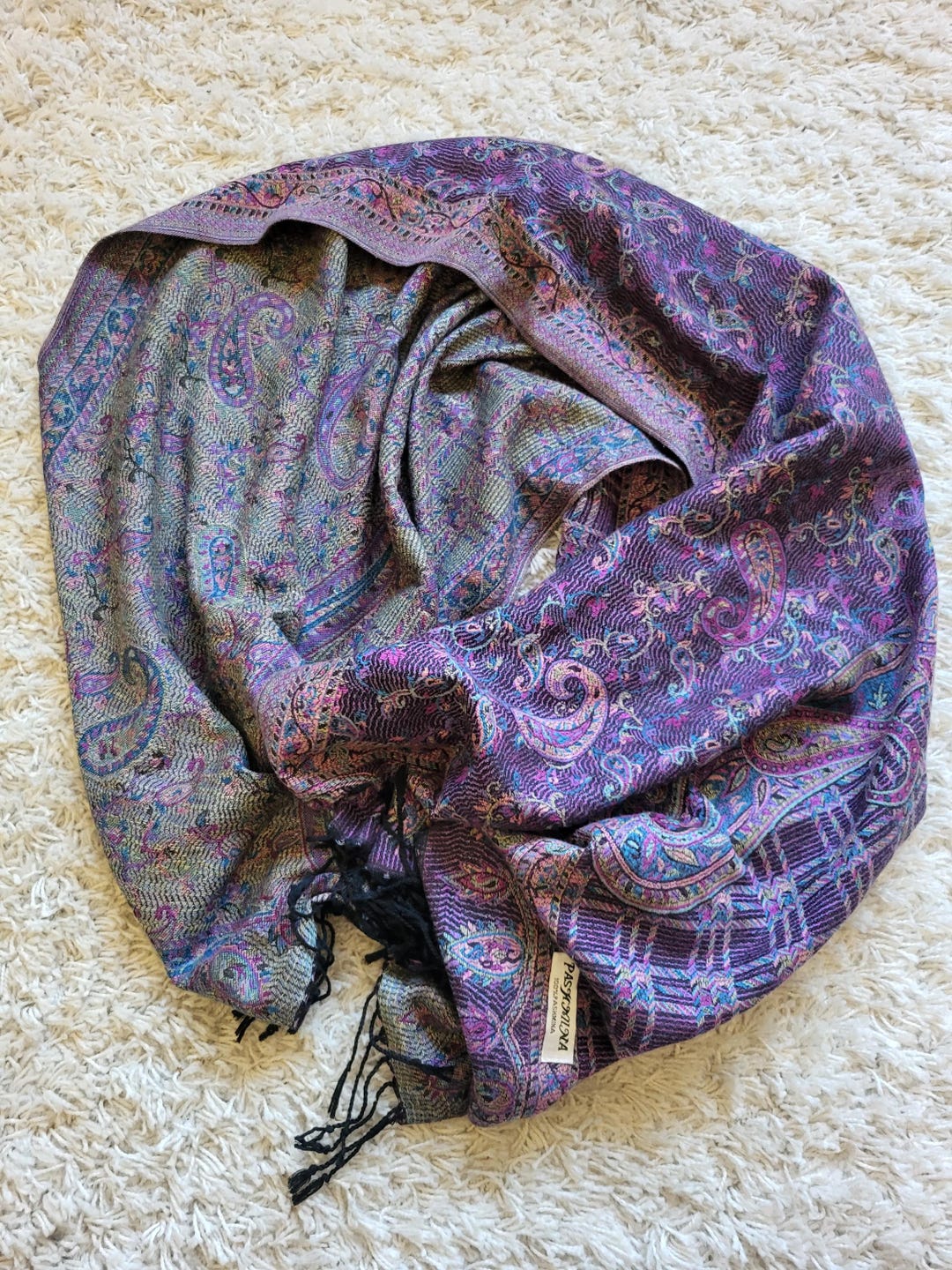 Vintage Purple Paisley Pashmina Shawl 100% Pashmina 180x60 Cm - Etsy