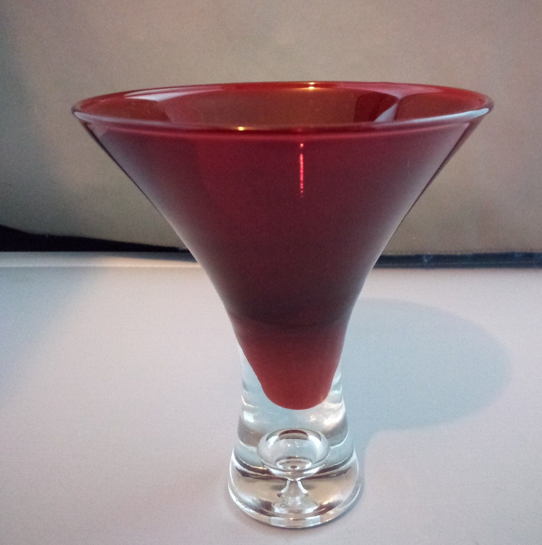 Vintage Cone Shaped Red Cocktail Glass Bubble in Stem - Etsy