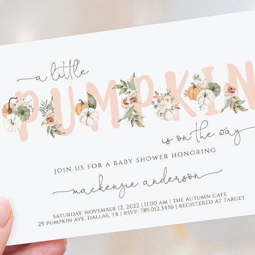 Little Pumpkin Baby Shower Invitation Template Set Fall Baby - Etsy