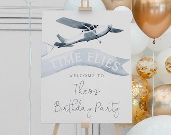 Vintage Plane Welcome Sign PRINTABLE Time Flies Airplane - Etsy