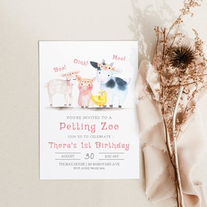 Farm Girl Birthday Invitation | Petting Zoo Birthday Invite Editable ...