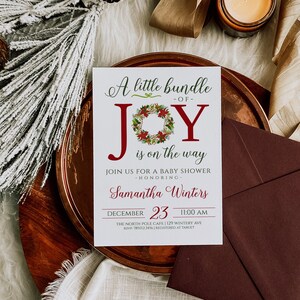 Christmas Baby Shower Invitation Template | Bundle of Joy Baby Sprinkle ...