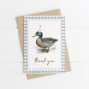 Editable Duck Thank You Card Template | One Lucky Duck 1st Birthday ...