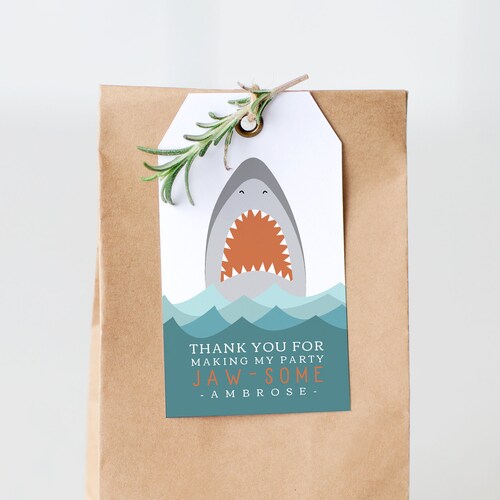Shark Thank You Favor Tag Template Thanks for Making My - Etsy