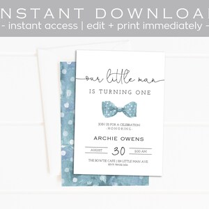 Little Man 1st Birthday Party Invitation Editable Template - Etsy