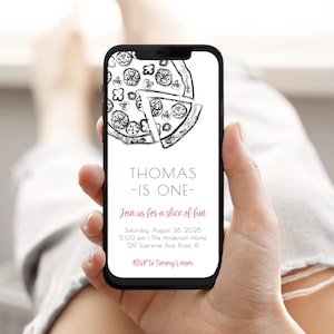 Pizza Party Birthday Text Invitation Template | Slice of Fun Pizza 1st ...
