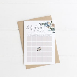 Bingo Baby Shower Printable Game Blue Floral Boy Baby - Etsy