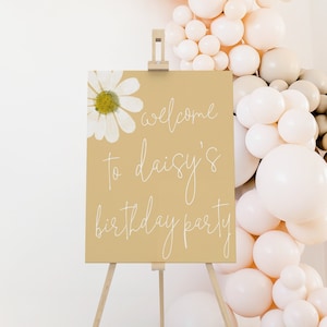 Daisy Welcome Sign Template Yellow Daisy Birthday Party Editable ...