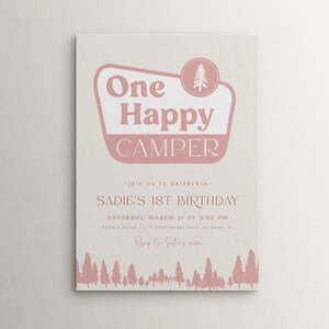 One Happy Camper Birthday Invitation Template | Editable National Park Sign Girl 1st Birthday ...