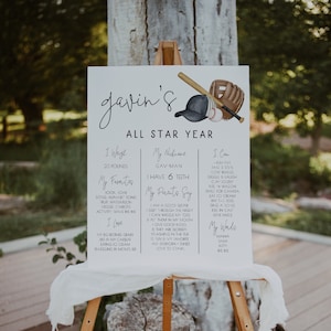 Baseball Birthday Milestone Board | All Star Rookie Year 1st Bday ...