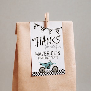 Dirt Bike Favor Tag Template | Thanks for Racing by TWO Fast Birthday ...