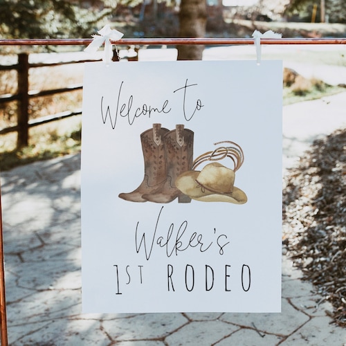 1st Rodeo Birthday Welcome Sign Template Red Cowboy First - Etsy