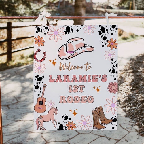 Girl 1st Rodeo Birthday Photo Banner Template Western Month - Etsy