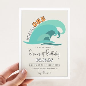 The Big ONE Editable Birthday Invitation Template Modern Surf Boy 1st ...