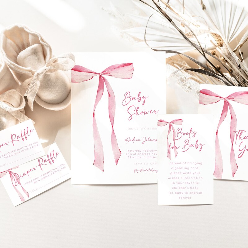 Pink Bow Baby Shower - Etsy