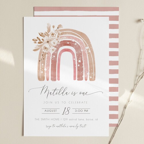 Boho Rainbow Welcome Birthday Sign Template Modern Pink - Etsy