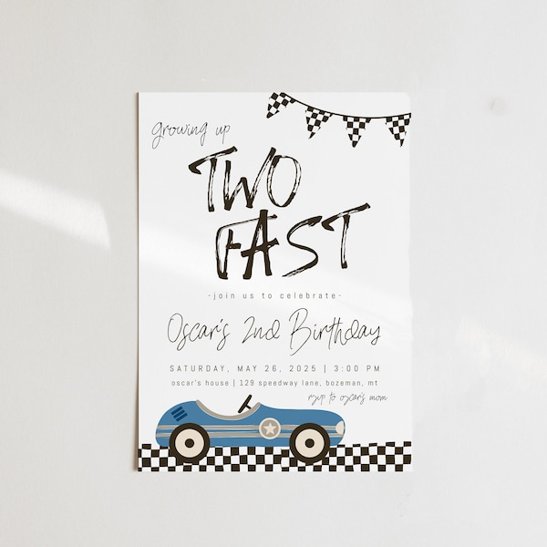 Two Fast Birthday Invitation - Etsy