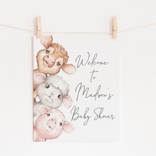 Farm Baby Shower Welcome Sign Template Girl Farm Baby Shower - Etsy