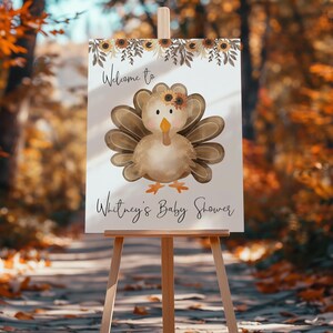 Turkey Baby Shower Welcome Sign Template | Editable A Little Turkey is ...