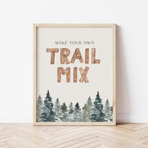 Trail Mix Bar Sign Template | Editable One Happy Camper Birthday Party ...