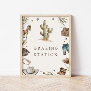 Editable Grazing Station Sign Template | 1st Rodeo Birthday Decor ...
