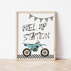 Editable Dirt Bike Sign Template | Fuel up Station TWO Fast Birthday ...