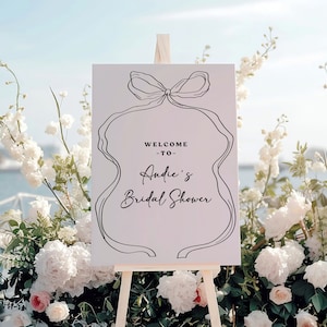Editable Bow Welcome Sign Template | Hand Drawn Bow Coquette Bridal ...