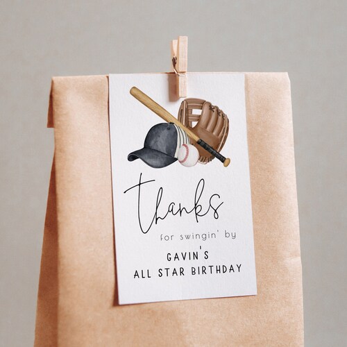 Baseball Thank You Card Template Rookie Year Birthday Party - Etsy