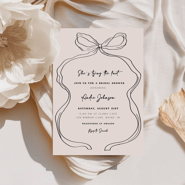 Black Bow Bridal Shower Invitation - Etsy