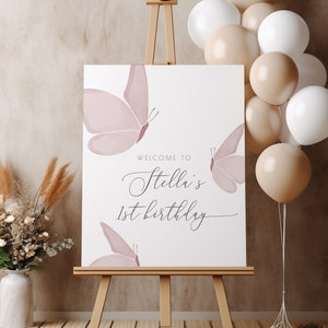 Pink Butterfly Welcome Sign Template | Editable Our Little Butterfly is ...