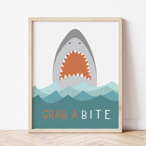Grab a Bite Shark Birthday Party Food Table Editable Sign - Etsy