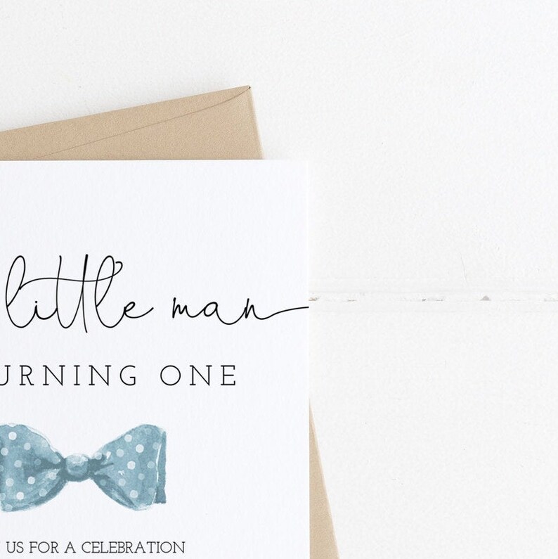 Little Man 1st Birthday Party Invitation Editable Template - Etsy