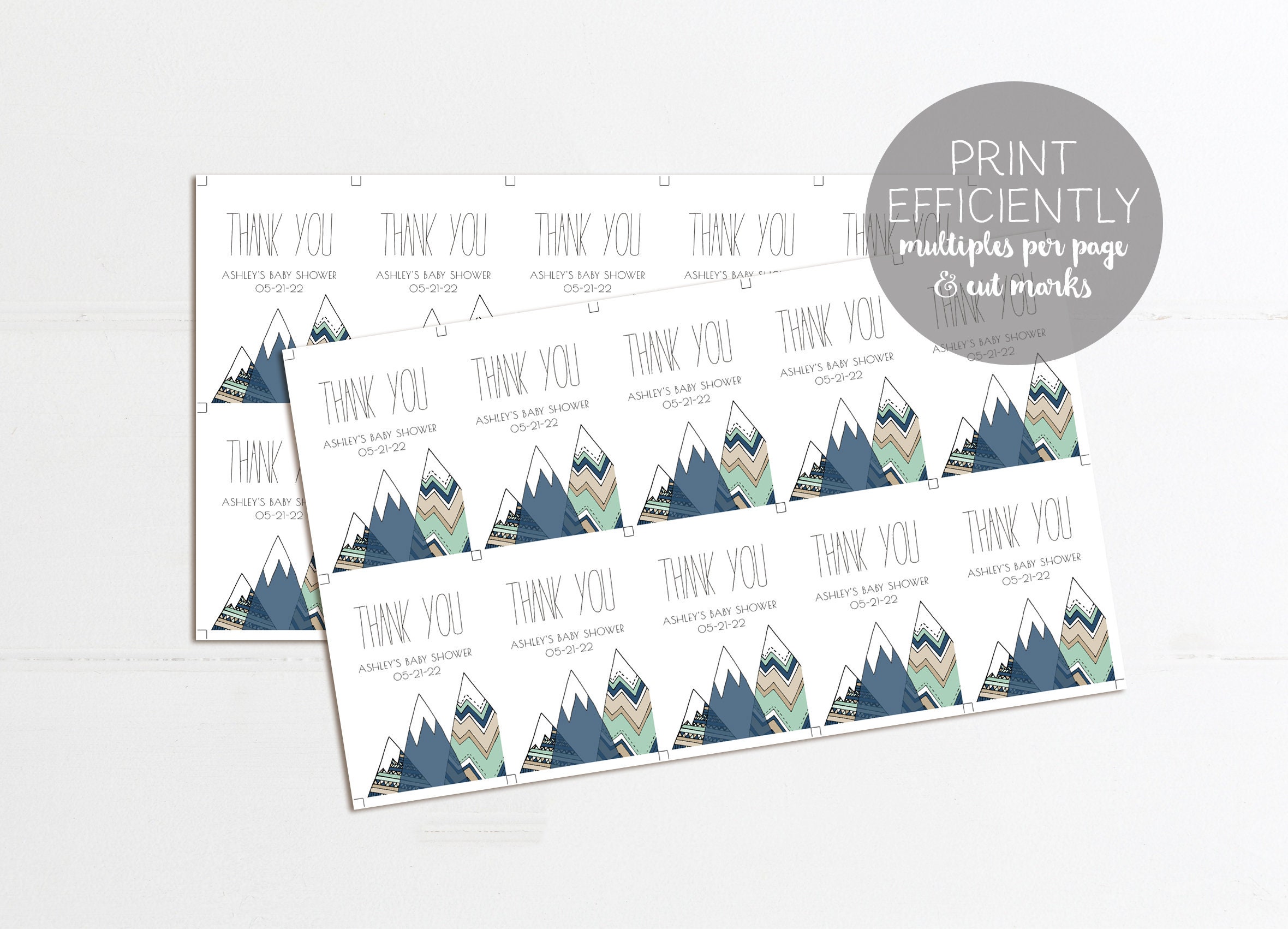 Mountain Thank You Favor Tag Adventure Begins Baby Shower | Etsy