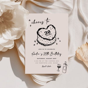 30th Birthday Invitation Template | Editable Cheers to 30 Years ...