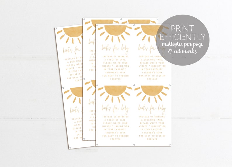 Sunshine Books for Baby Template Insert | Sun Baby Shower Stock the ...