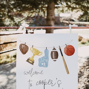 Sports Welcome Sign Template | Rookie Year First Birthday Party Decor ...