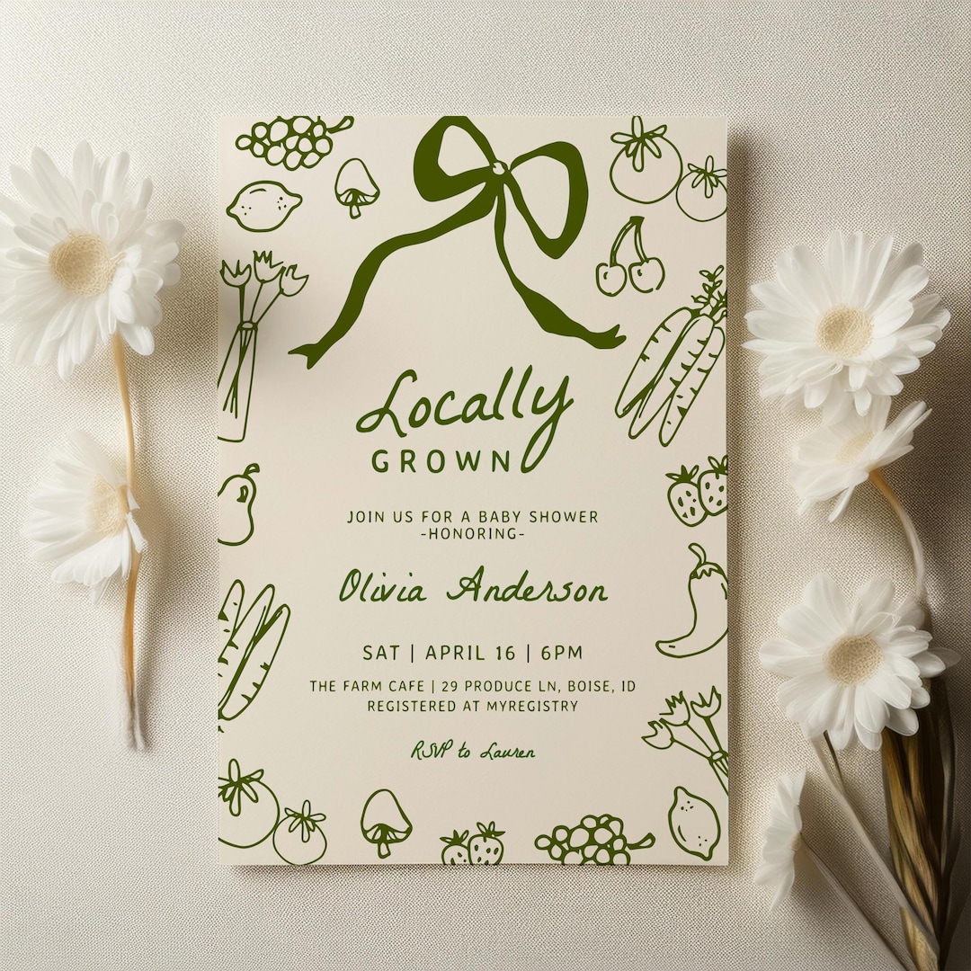 Locally Grown Baby Shower Invitation Template | Editable Farmer's ...