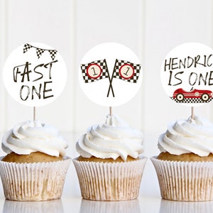 Race Car 1st Birthday Bundle Editable Template Package | Red Fast ONE ...