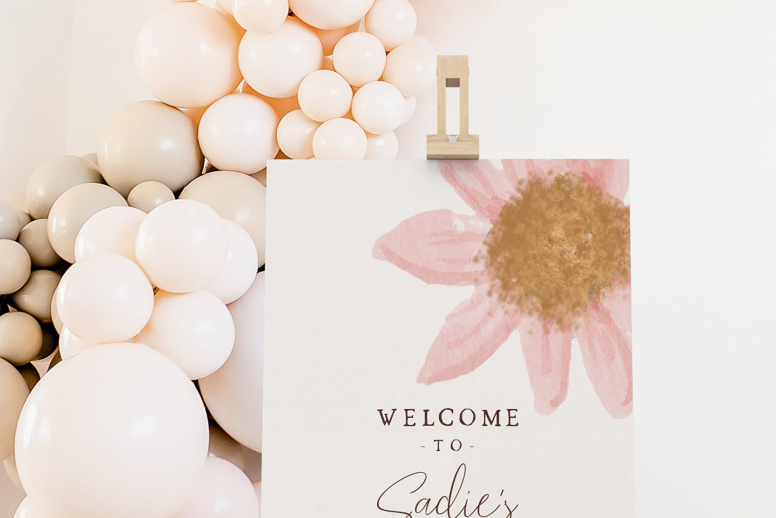 Wildflower Welcome Sign Template Editable Pink Daisy - Etsy