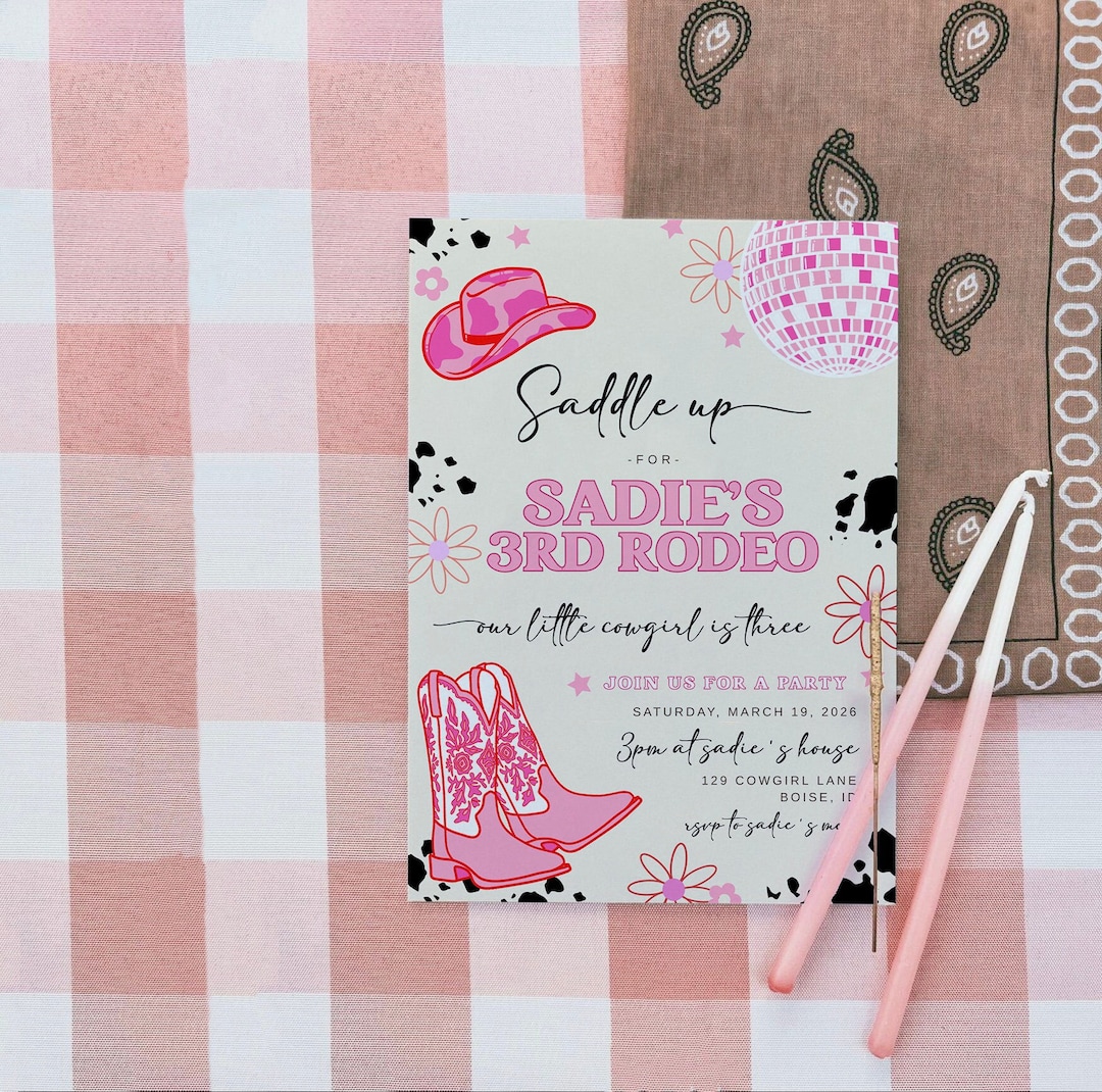 Editable Cowgirl Birthday Invitation Template | Our Little Cowgirl is ...