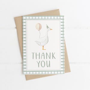 Thank You Card Template for One Silly Goose Theme | Editable Boy 1st ...