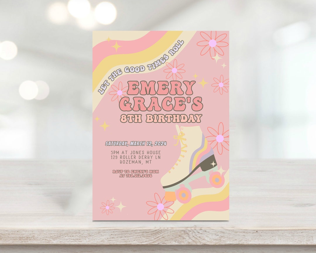 Roller Skate Birthday Invitation Template | Let the Good Times Roll ...