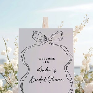 Editable Bow Welcome Sign Template | Hand Drawn Bow Coquette Bridal ...