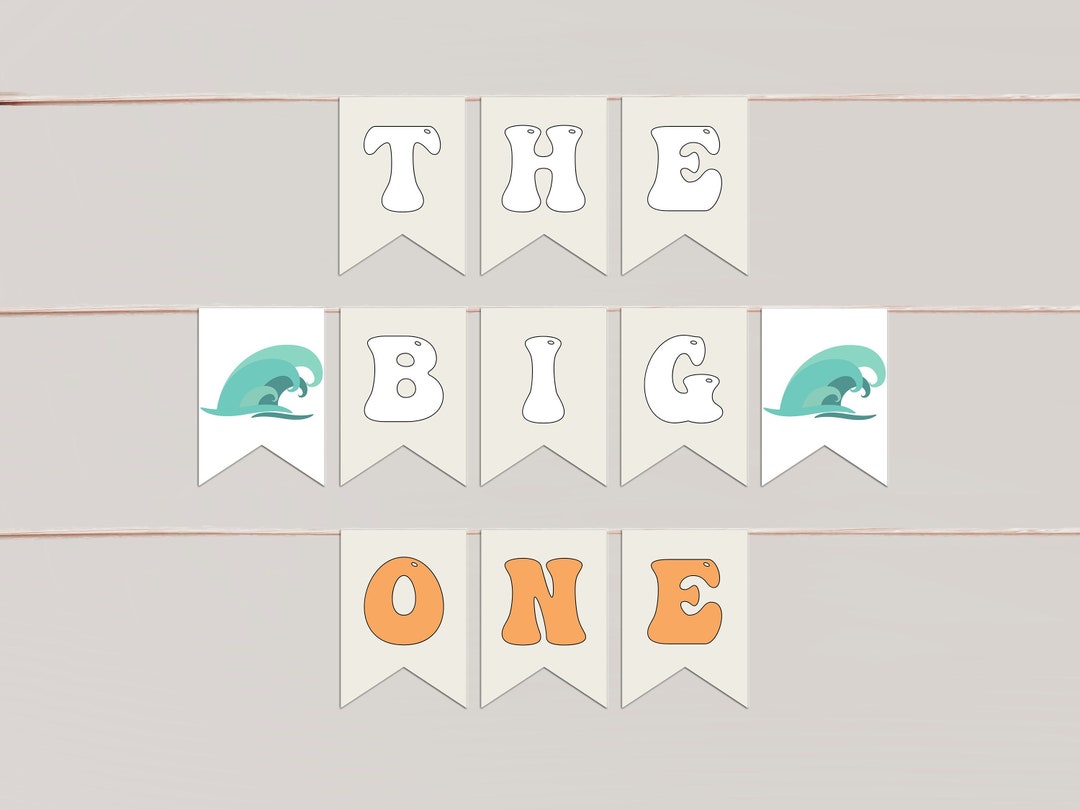 The Big ONE Banner Template | Editable Surf 1st Wave First Birthday ...
