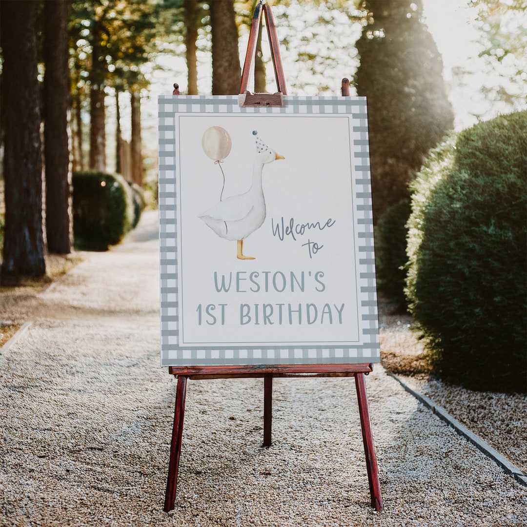 One Silly Goose Welcome Sign Template | Editable Blue Goose 1st ...