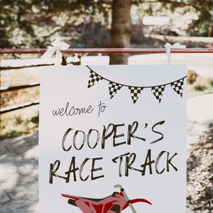 Dirt Bike Welcome Sign Template | Editable Red TWO Fast Birthday Party ...